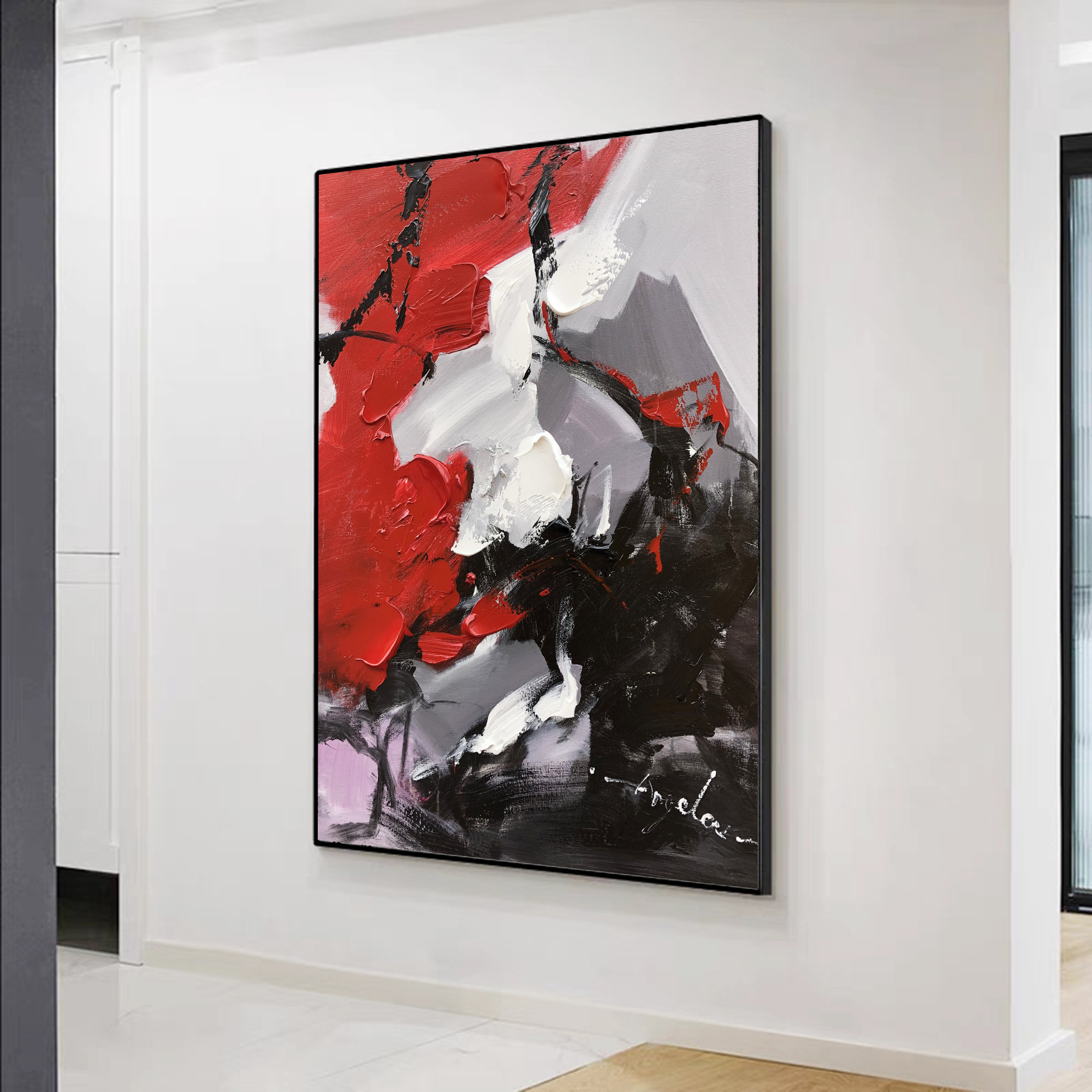 Large Red Abstract Oil Painting: Contemporary Wall Art - Etsy