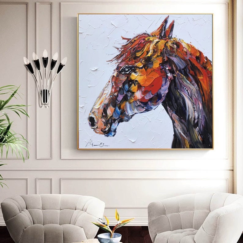 Large Original Horse Wall Art Abstract Painting Animal Wall | Etsy