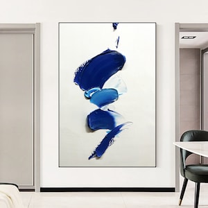 Blue Textured Painting, Blue Textured Art, Minimalist Wall Art, Blue ...