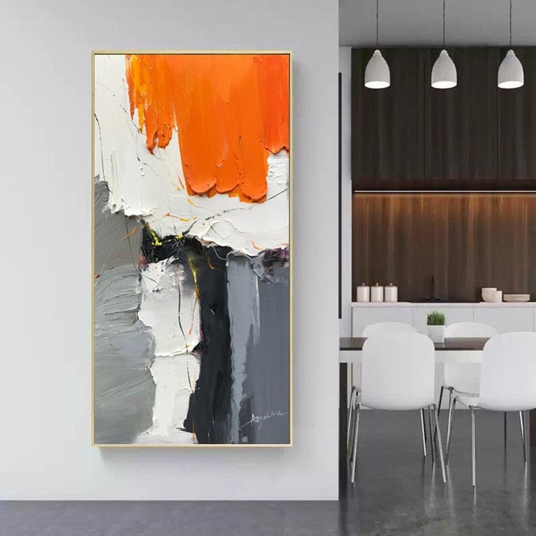 Large Orange Abstract Oil Painting: Heavy Texture Impasto Art - Etsy