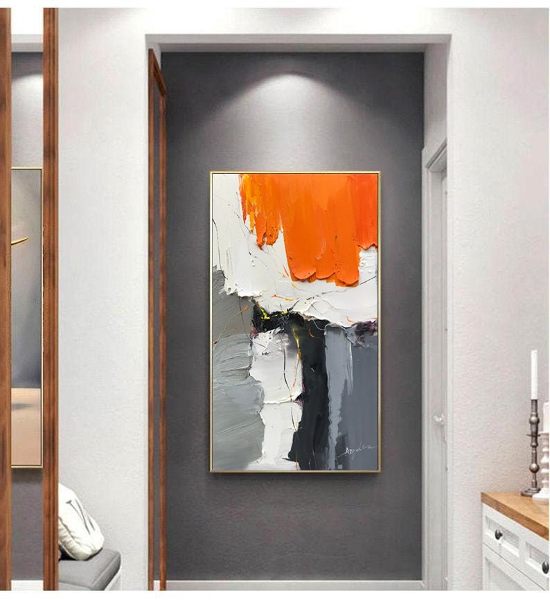 Large Orange Abstract Oil Painting: Heavy Texture Impasto Art - Etsy