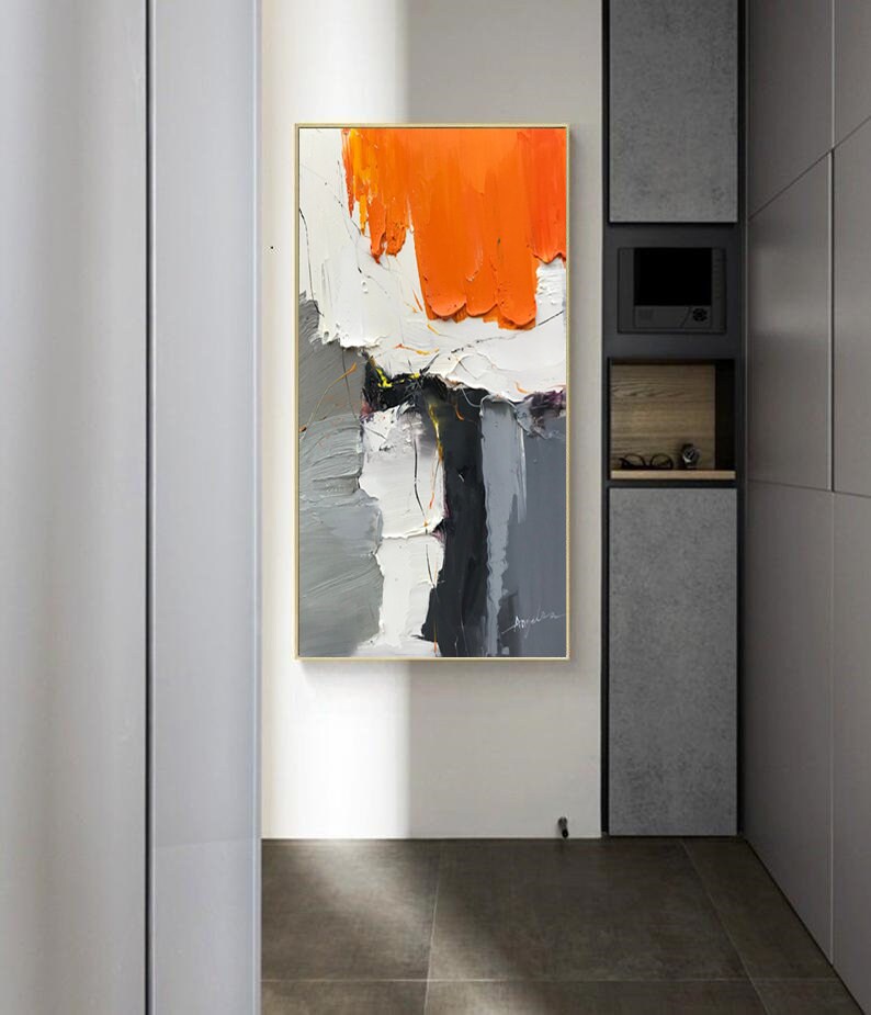 Large Orange Abstract Oil Painting: Heavy Texture Impasto Art - Etsy
