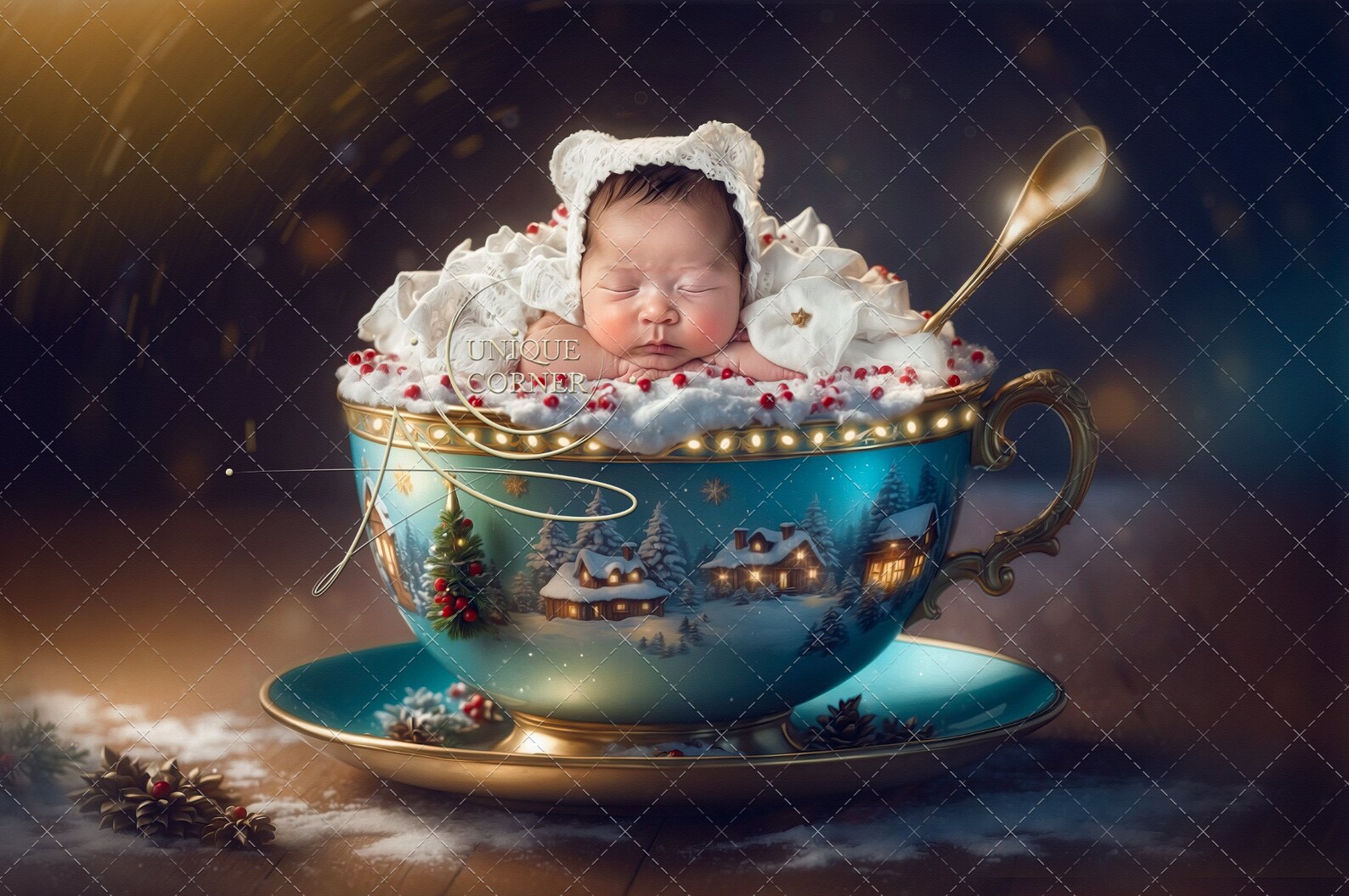 Baby Christmas Teacup, Photography Digital Background , Digital ...
