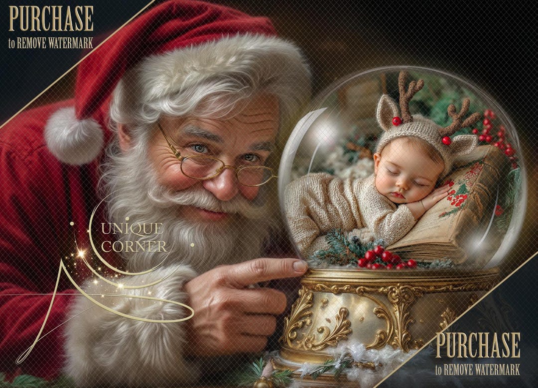 Christmas- New Year Santa With Christmas Globe With Realistic Overlay ...