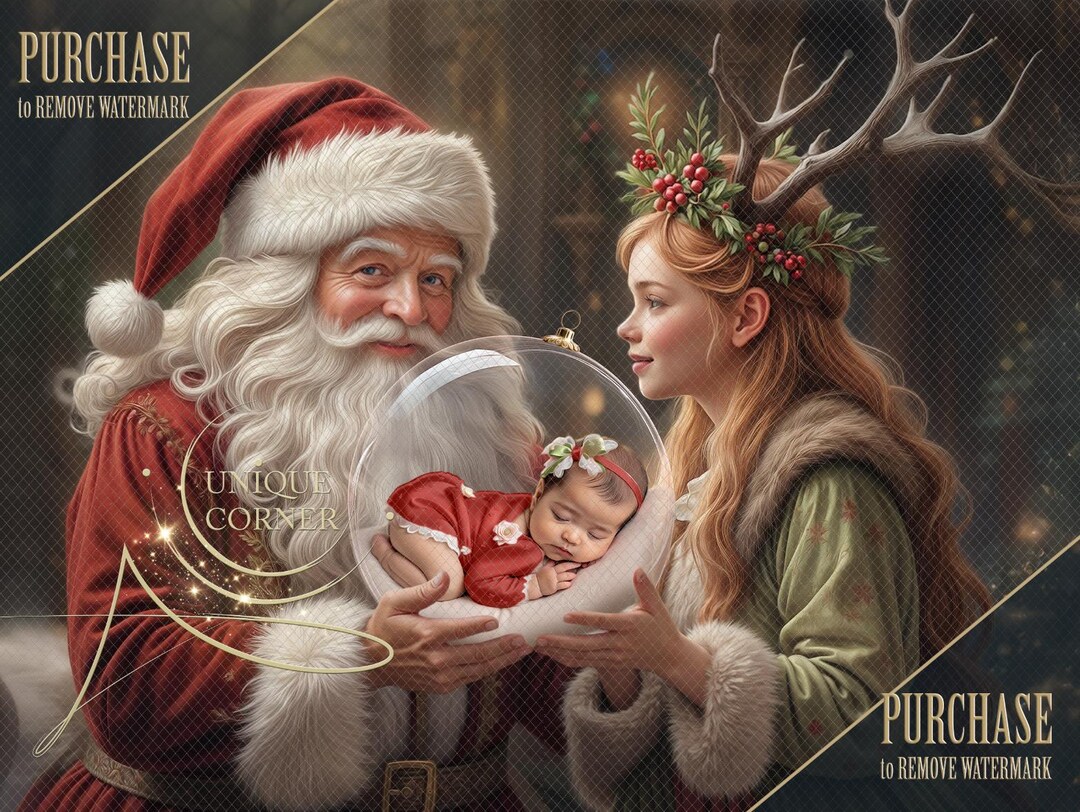 Christmas- New Year Santa With Christmas Ball With Realistic Overlay ...