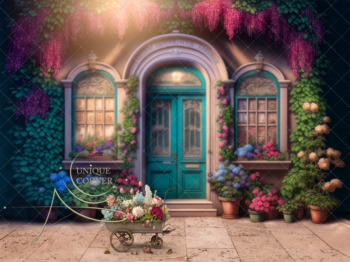 3 PACK Photography Digital Background , Spring Flowershop , Digital ...