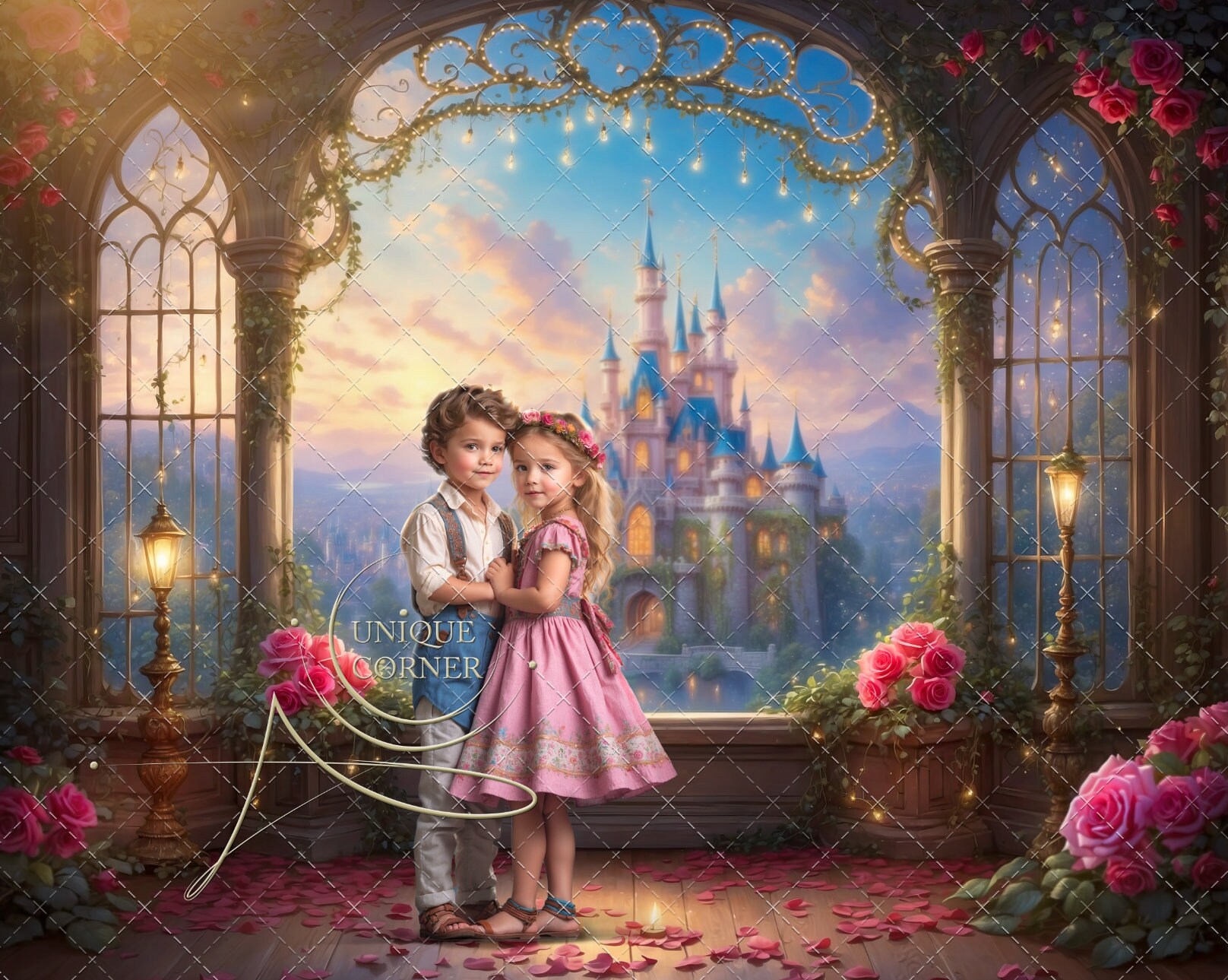2 Pack Magical Castle Romantic Digital Photography Backdrop With and ...