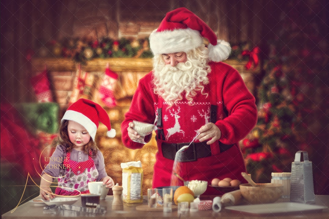 Santa in the Kitchen Christmas With Separate Overlays, New Year ...