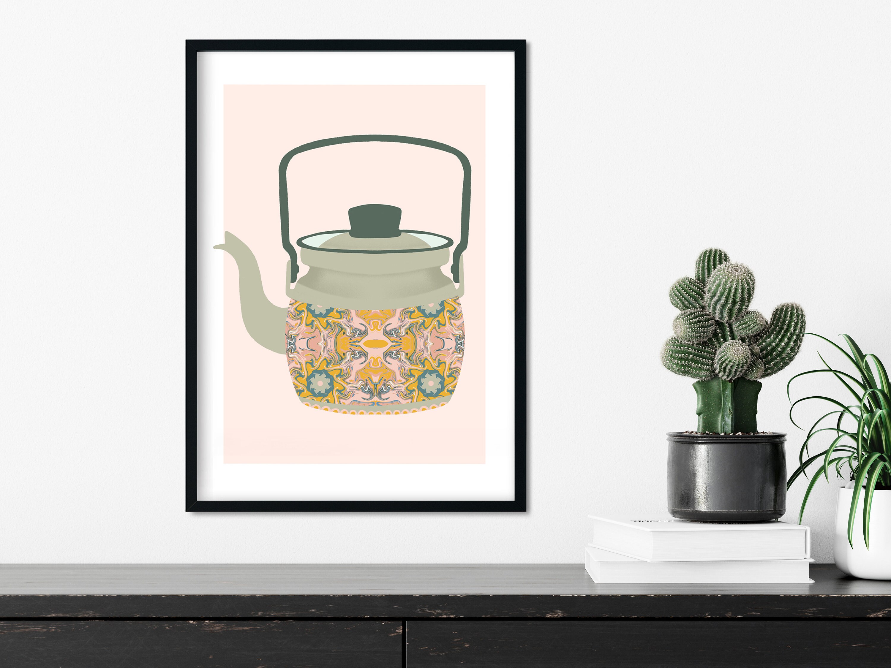 Folk Teapot Art Print Digital Download Instant Kitchen Wall - Etsy
