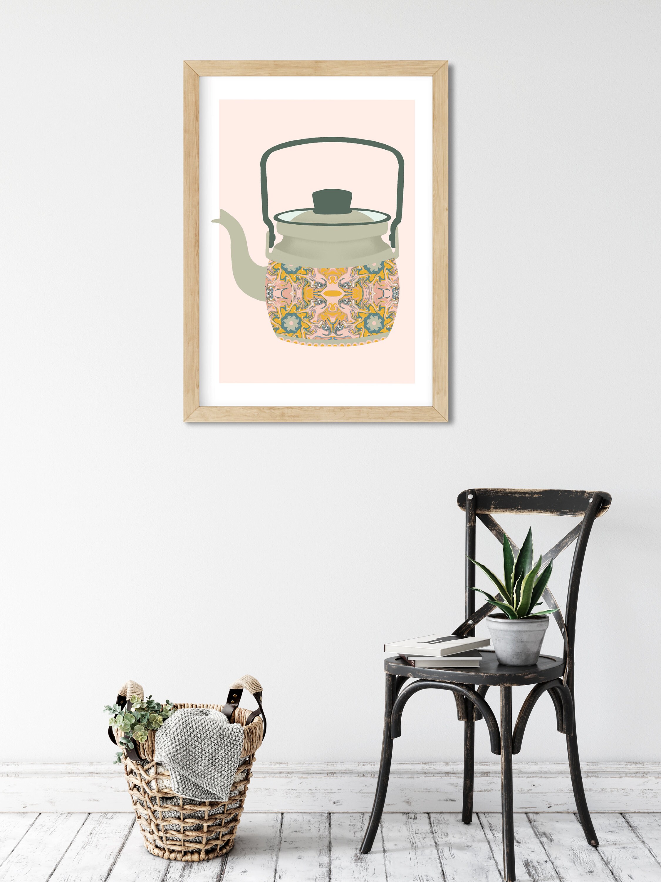 Folk Teapot Art Print Digital Download Instant Kitchen Wall - Etsy