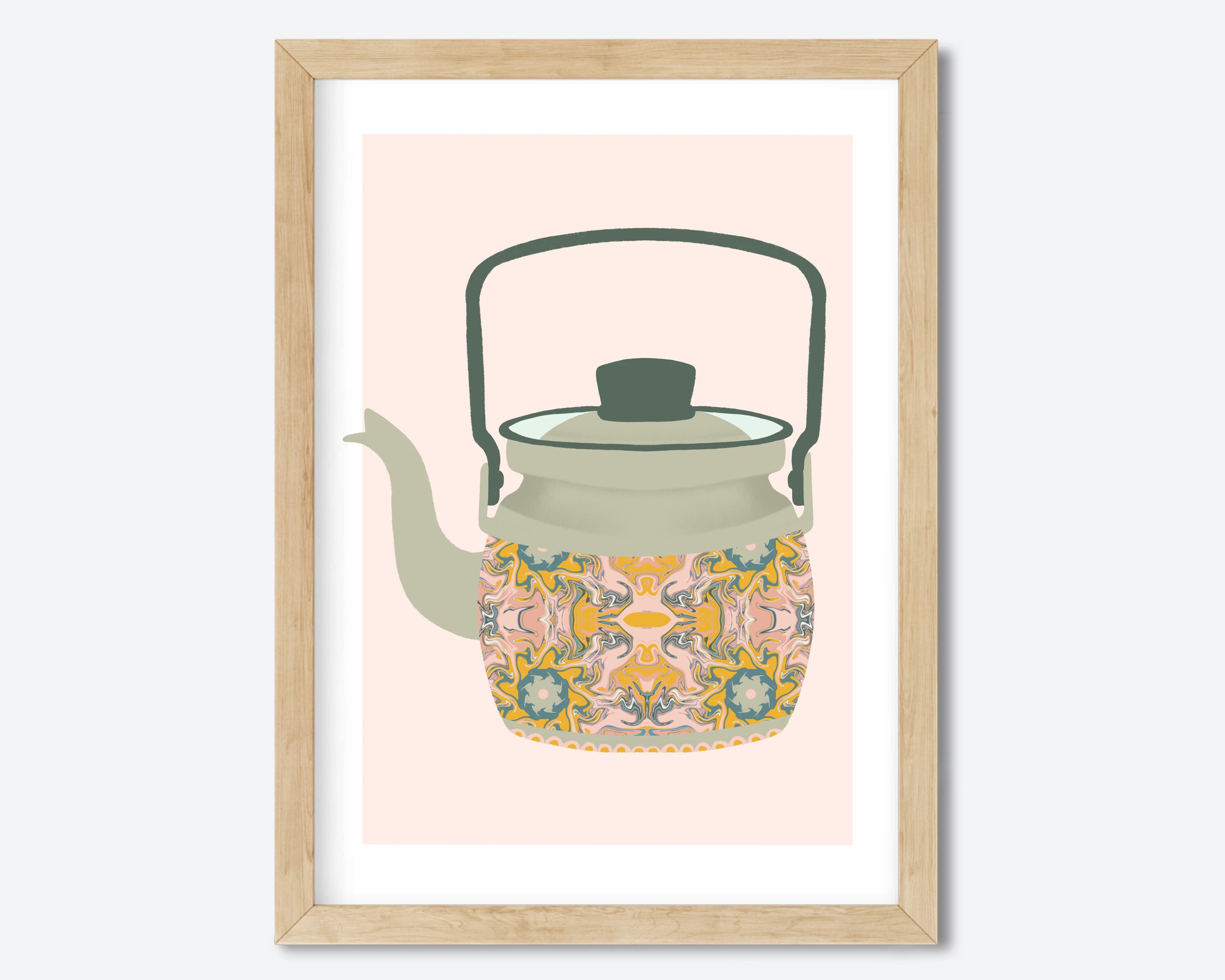 Folk Teapot Art Print Digital Download Instant Kitchen Wall - Etsy