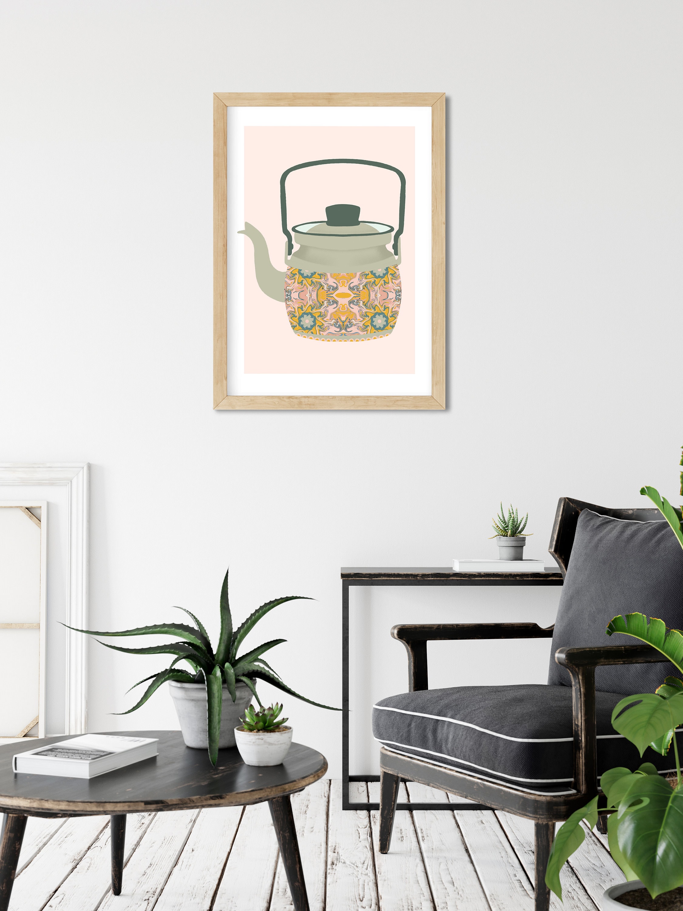 Folk Teapot Art Print Digital Download Instant Kitchen Wall - Etsy