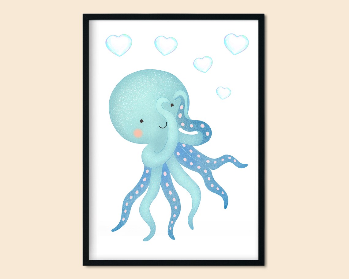 Baby Octopus Printable Ocean Theme Nursery Wall Art Sea Life - Etsy
