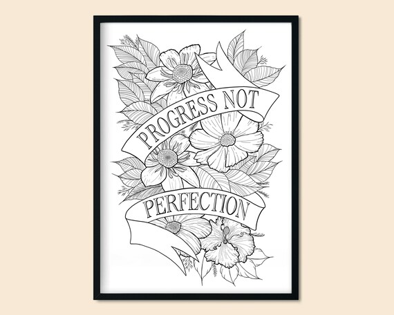Progress Not Perfection Quote Printable Inspiration Art | Etsy