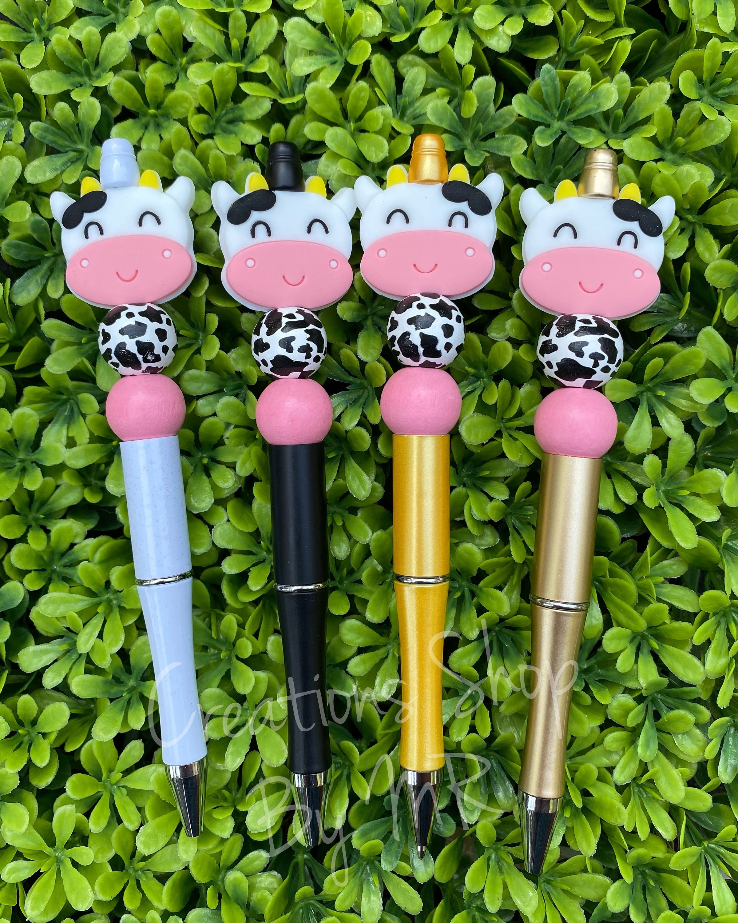 Cow Beaded Pen Cow Print Twist Pen Cute Pen Silicone - Etsy