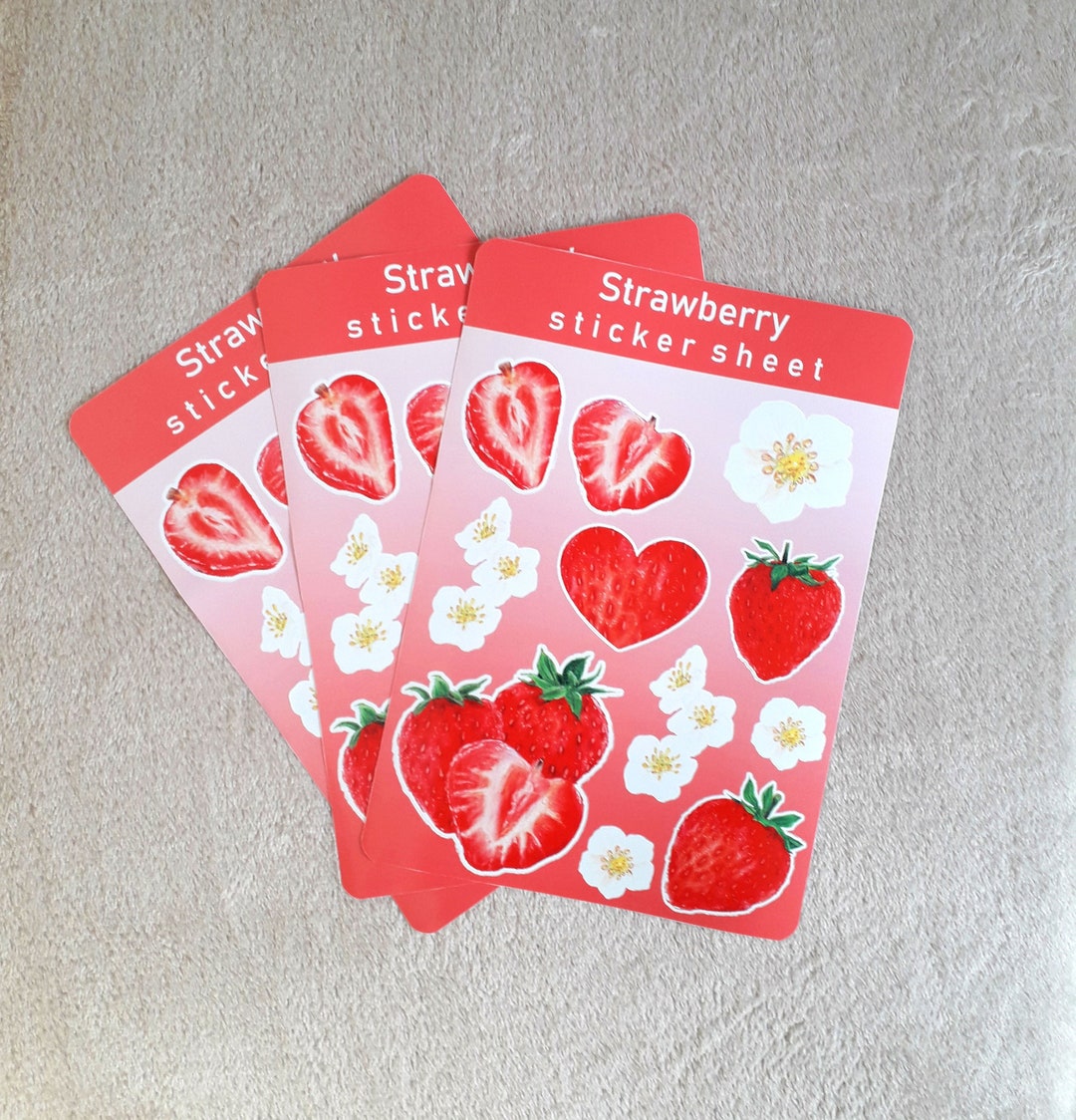Strawberry Sticker Sheet A6 Kiss Cut Sticker Laptop Decal Journaling ...