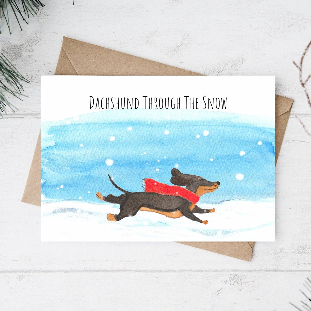Dachshund Through the Snow Handmade Christmas Card Greeting Card ...