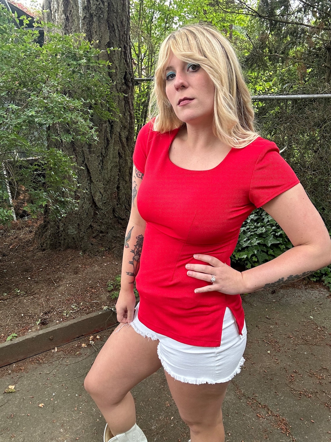 90s Vintage Cherry Red Top Fits M - Etsy