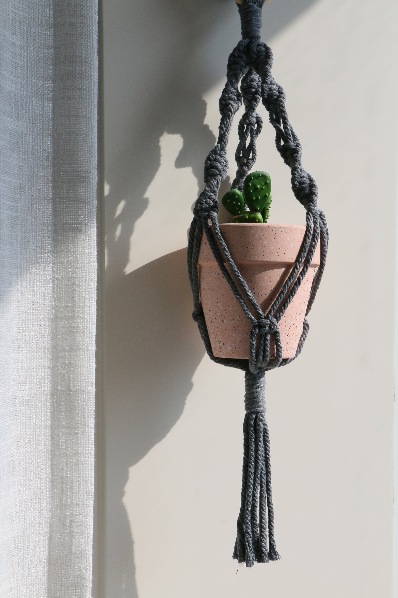 Small Macrame plant hanger short wall planter simple | Etsy