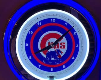 Chicago Cubs Neon Clock - Etsy
