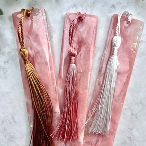 Pink Marbled Resin Bookmark | Personalised Resin Bookmark | Marble ...