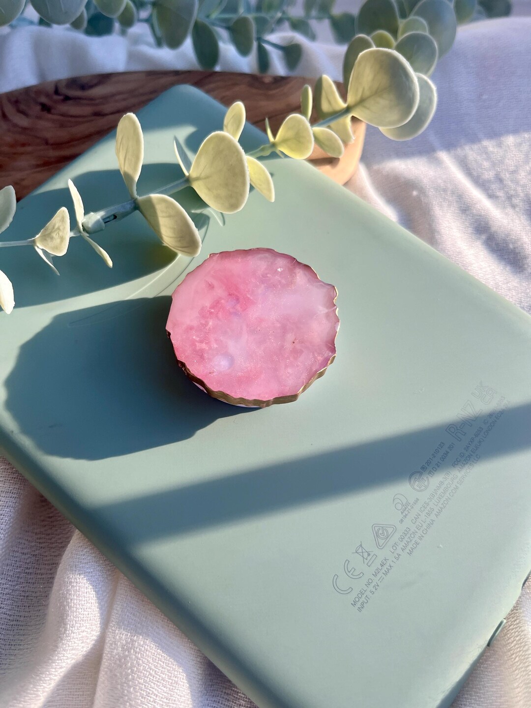 Rose Quartsz Resin Kindle Grip | Phone Grip | Crystal Kindle Accessory ...