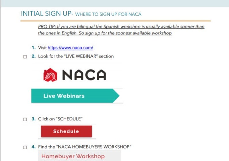 NACA Home Purchase TIP Sheet - Etsy