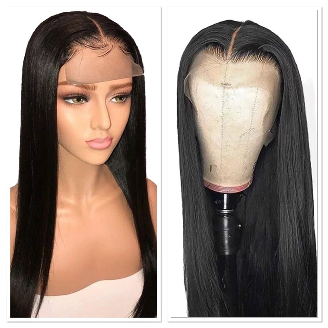 Hd 13x4 Lace Front Wig Straight Brazilian Human Hair Wigs Etsy