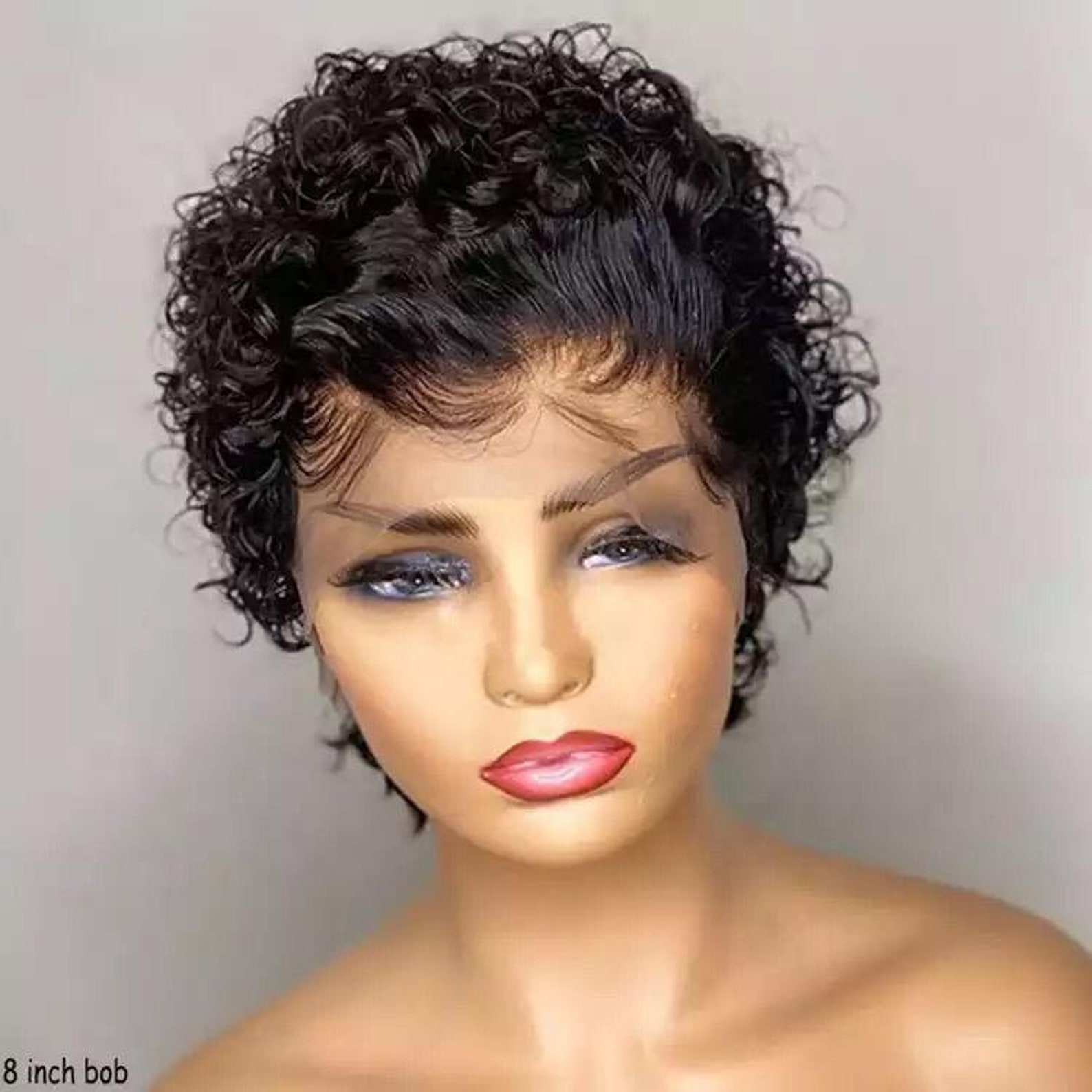 Pixie Cut Short Curly Human Hair Wig 13x4 lace Front Wigs | Etsy