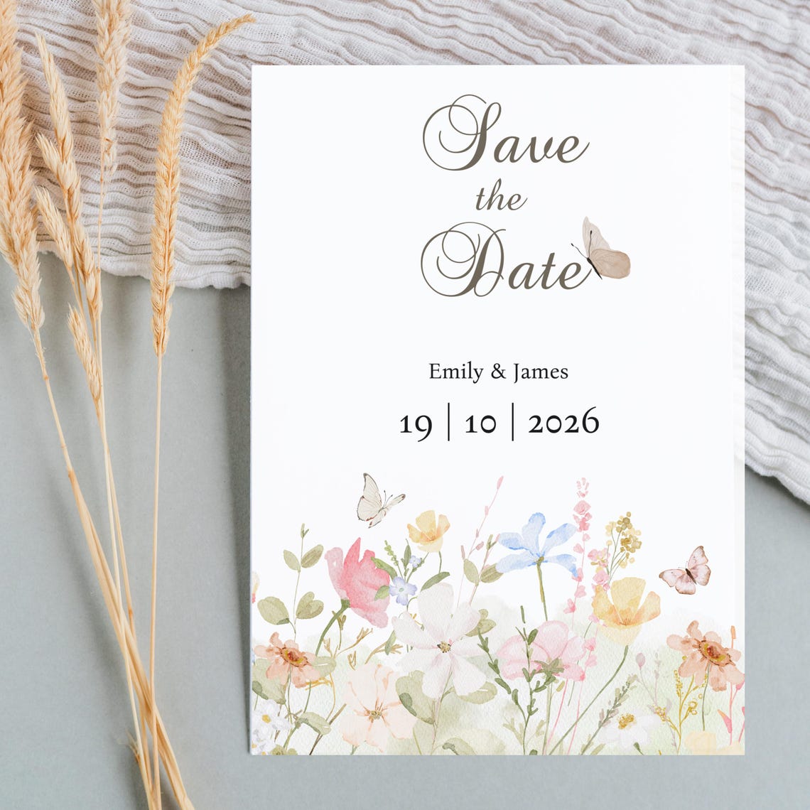 Floral Watercolour Art Wedding Invitation & Save the Date Template Set ...