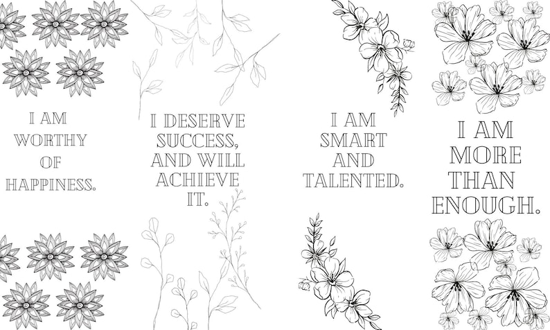 A Week of Affirmations Coloring Bookmarks - Etsy