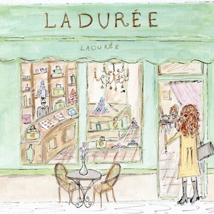Ladurée Store Paris Painting | Laduree Macarons Wall Art Print and ...