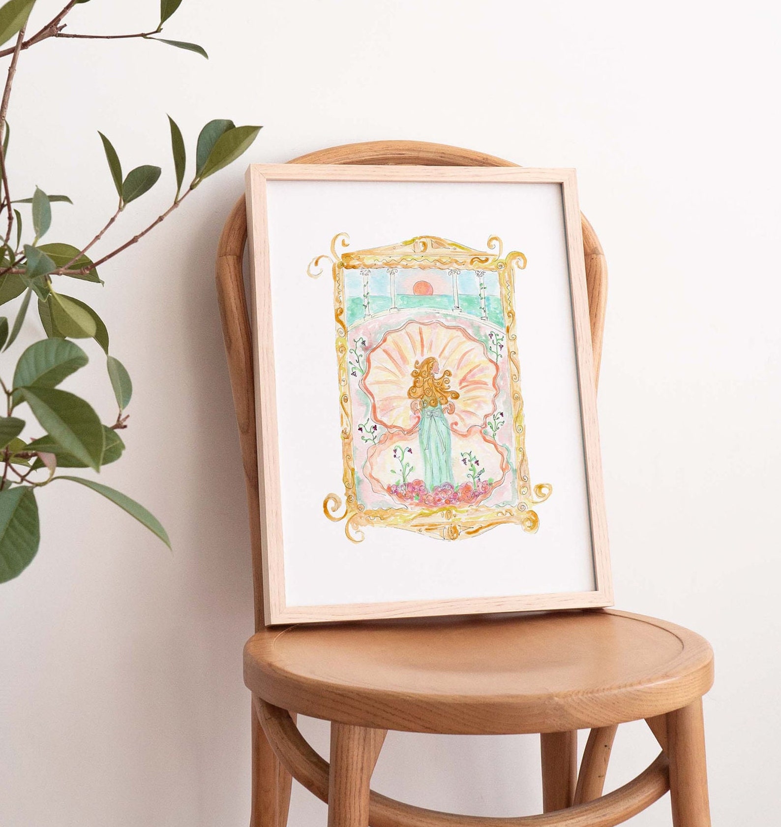 Goddess Venus Painting | Birth of Venus Art in Seashell With Sunrise ...