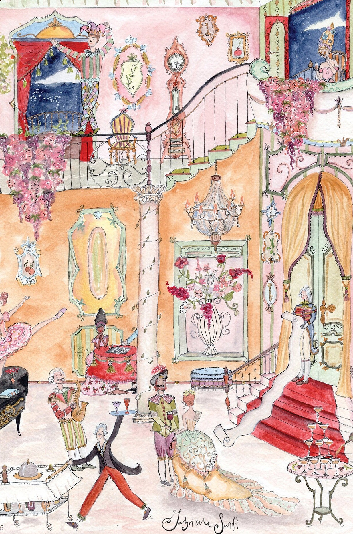 Costume Party Painting | Party Scene Art Print | Versaille Ball - Etsy