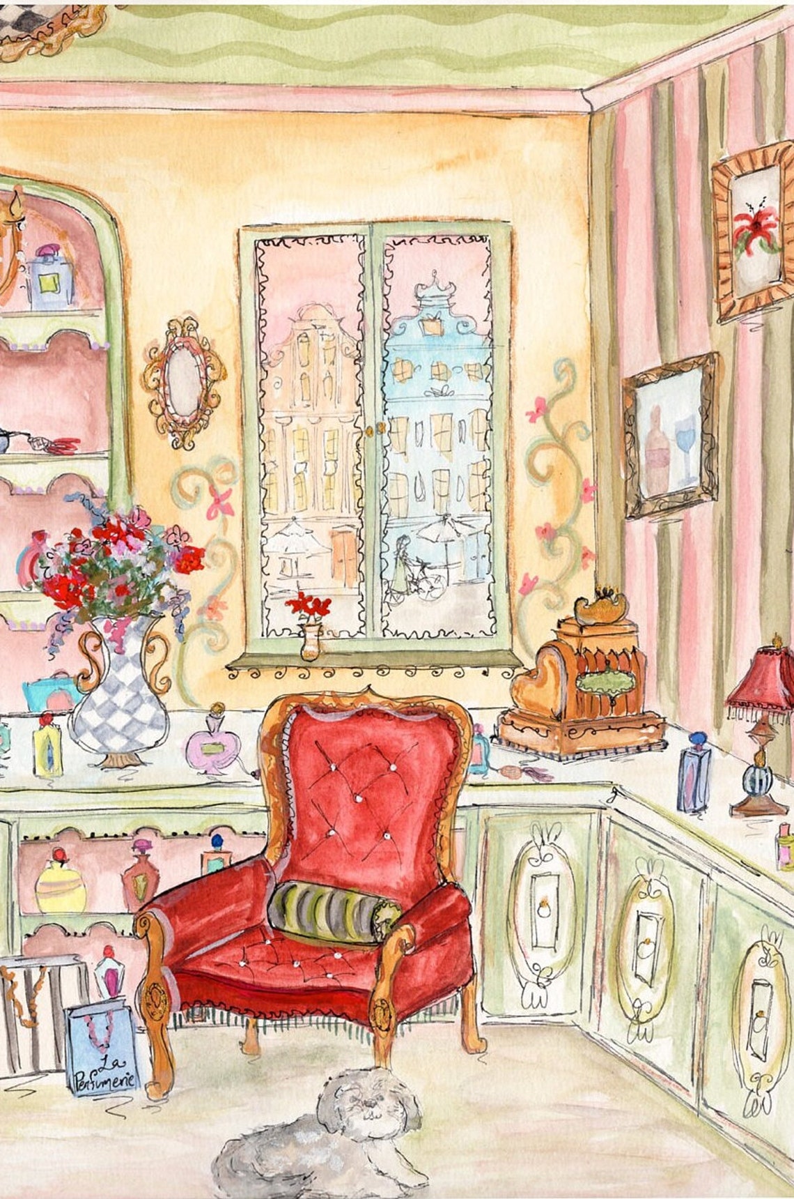 Perfume Shop Art | Perfumerie Print | Whimsical Perfume Store in Europe ...