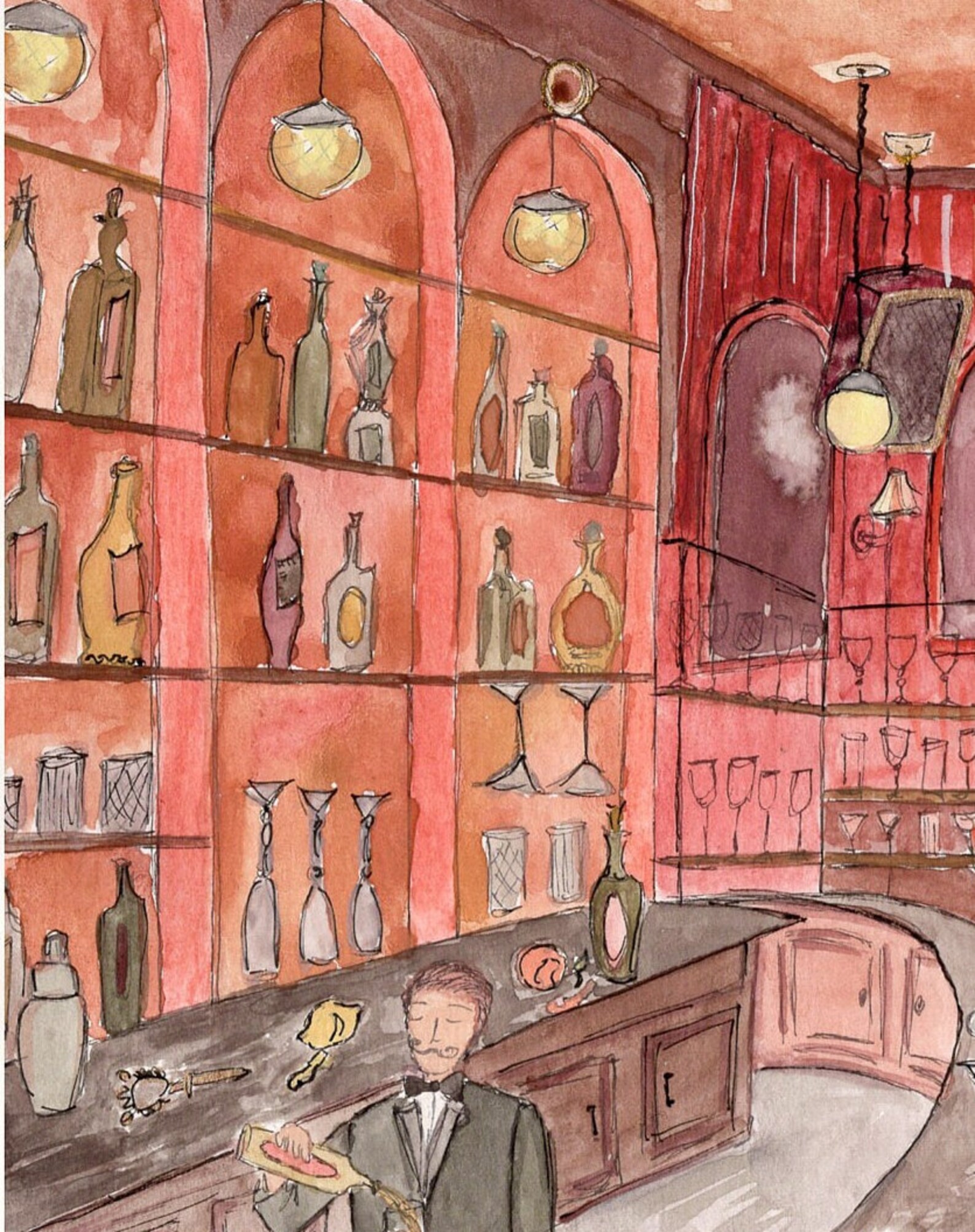 The Nines NYC | New York Bar Art | Cocktail Wall Art - Etsy
