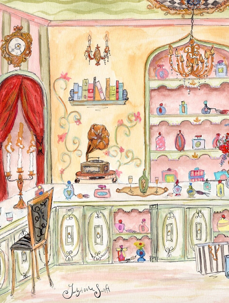 Perfume Shop Art | Perfumerie Print | Whimsical Perfume Store in Europe ...