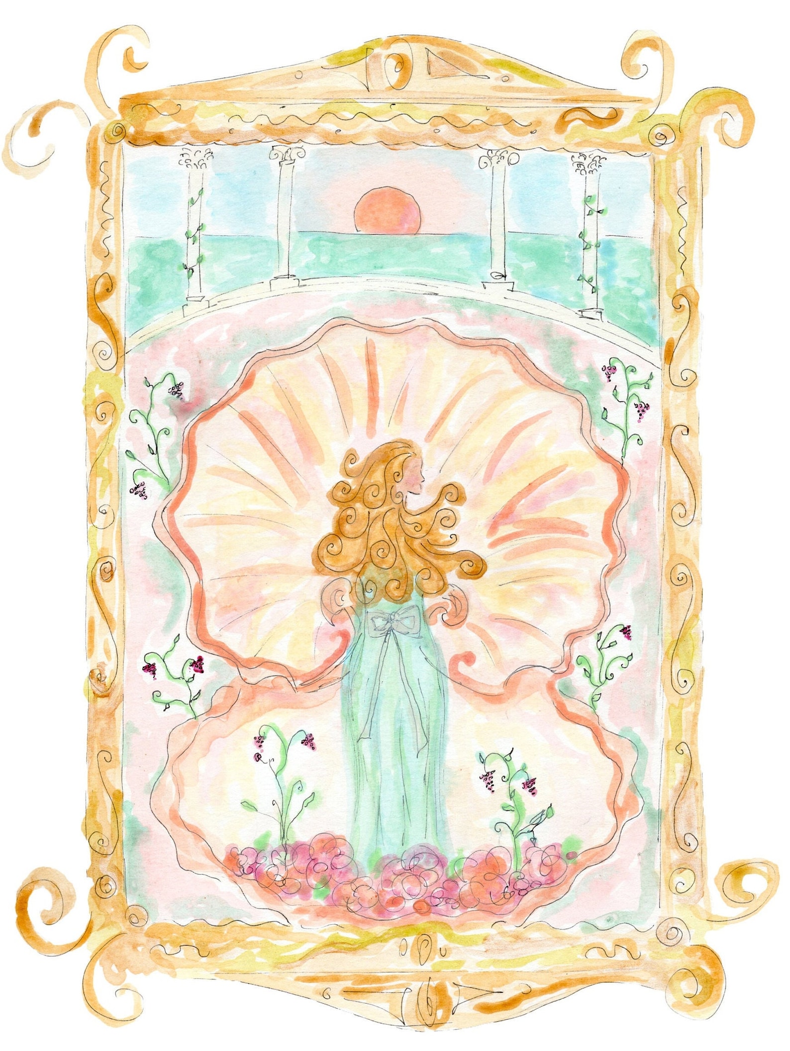 Goddess Venus Painting | Birth of Venus Art in Seashell With Sunrise ...