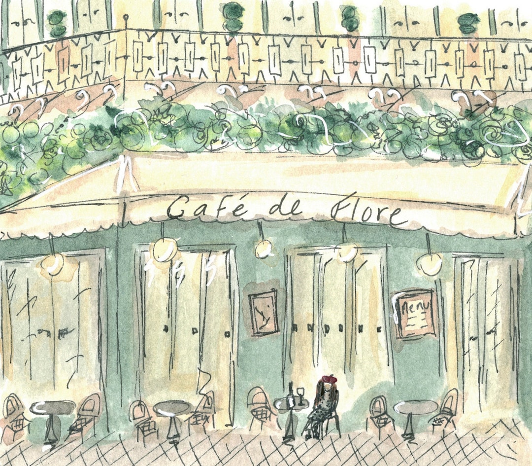 Cafe De Flore Collectible Painting | Paris Room Decor - Etsy
