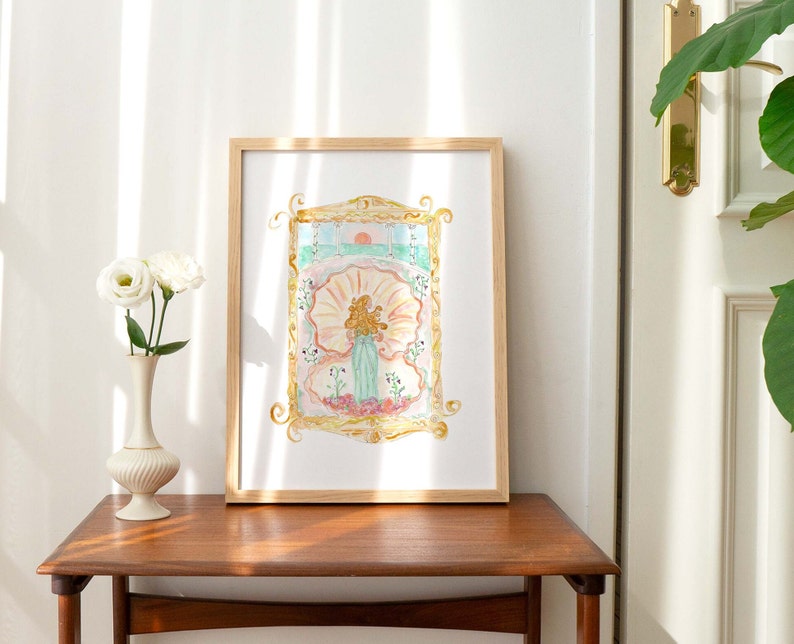 Goddess Venus Painting | Birth of Venus Art in Seashell With Sunrise ...