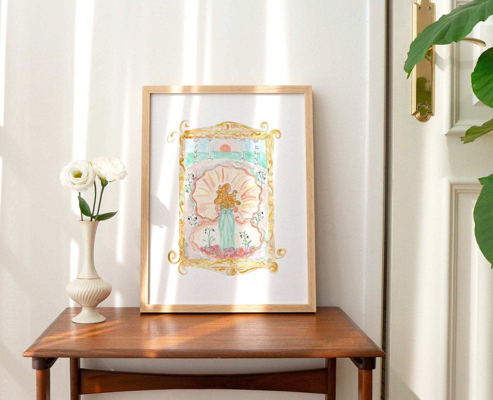 Goddess Venus Painting | Birth of Venus Art in Seashell With Sunrise ...