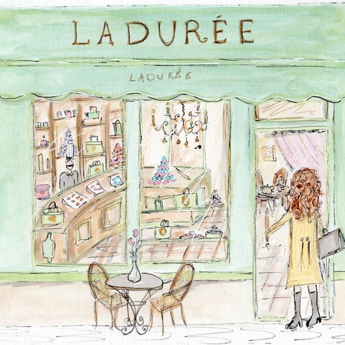 Ladurée Store Paris Painting Laduree Macarons Wall Art Print - Etsy