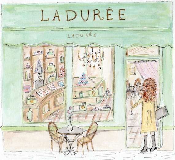 Ladurée Store Paris Painting Laduree Macarons Wall Art Print | Etsy