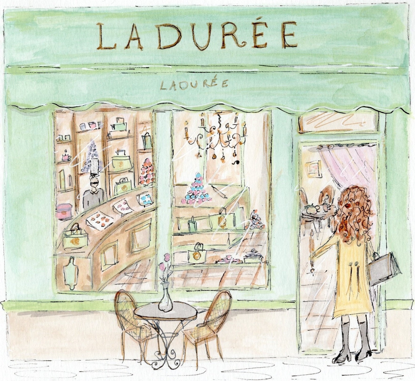 Ladurée Store Paris Painting | Laduree Macarons Wall Art Print and ...