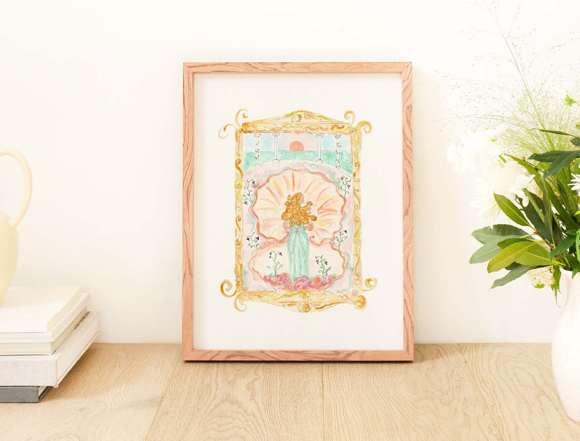 Goddess Venus Painting Birth of Venus Art in Seashell With - Etsy