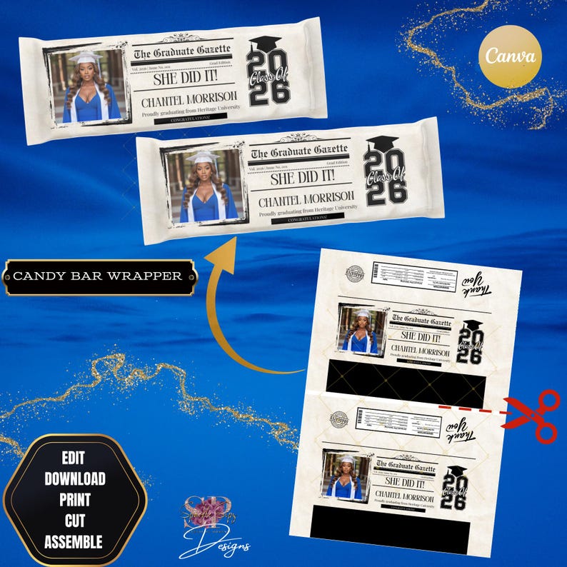 Graduation Newspaper Party Favor Bundle | Editable Canva Templates ...