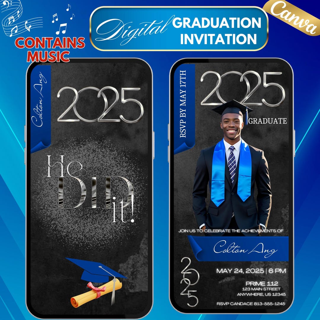 Male Graduation Party Video Invite | College & High School Graduation ...