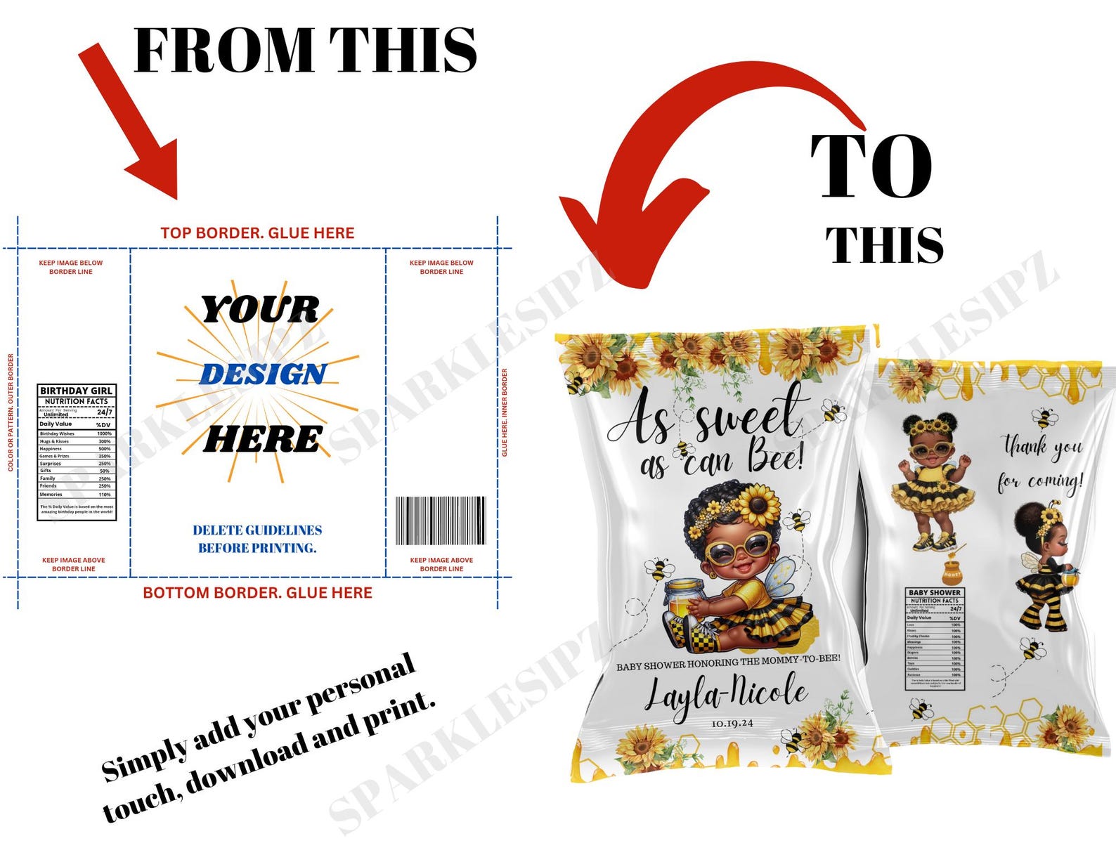 Blank Chip Bag Template Editable DIY Party Favor Digital Download ...