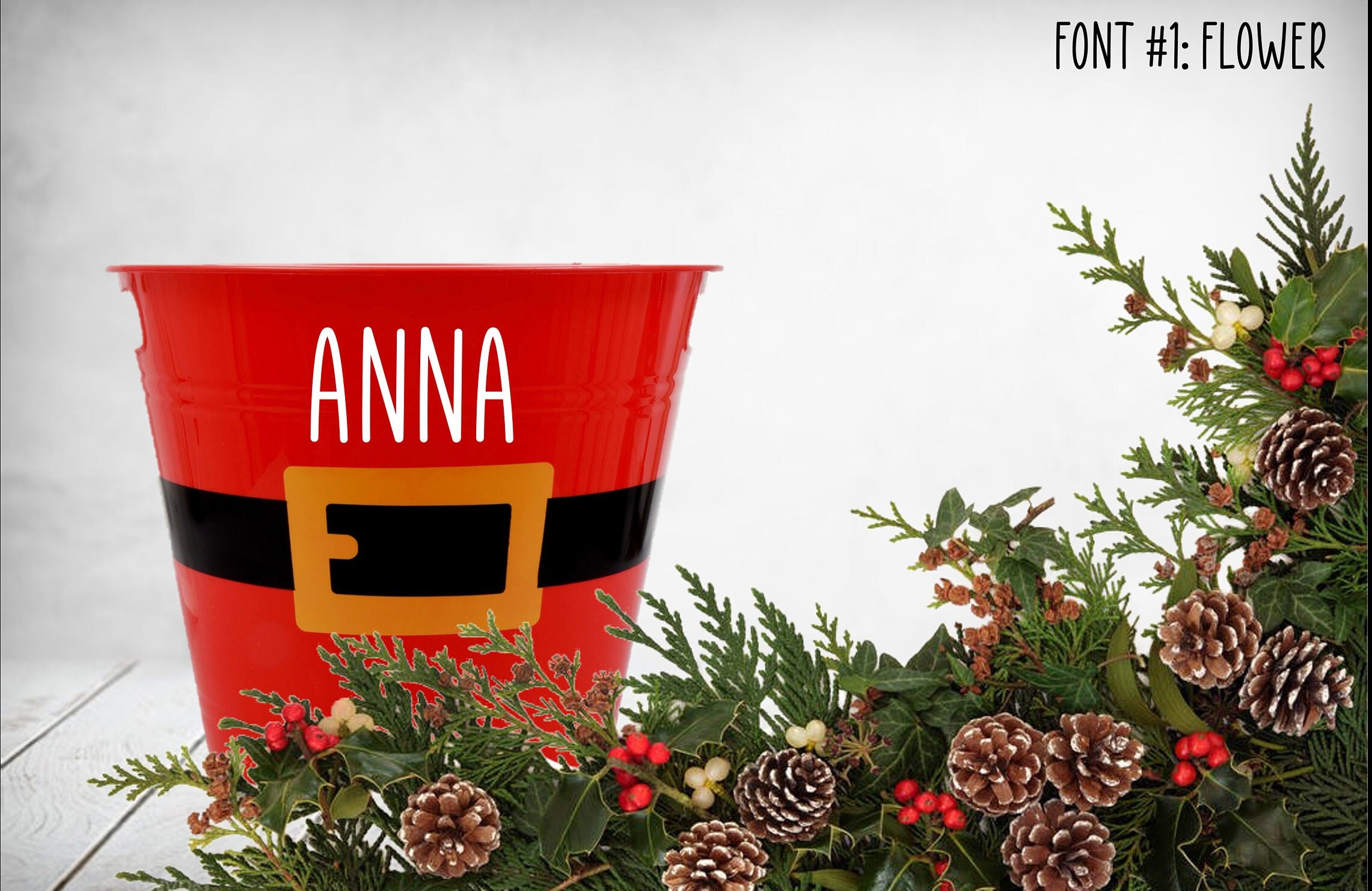 Santa Bucket, Santa Belt Buckle, Personalized Christmas, Christmas Eve ...