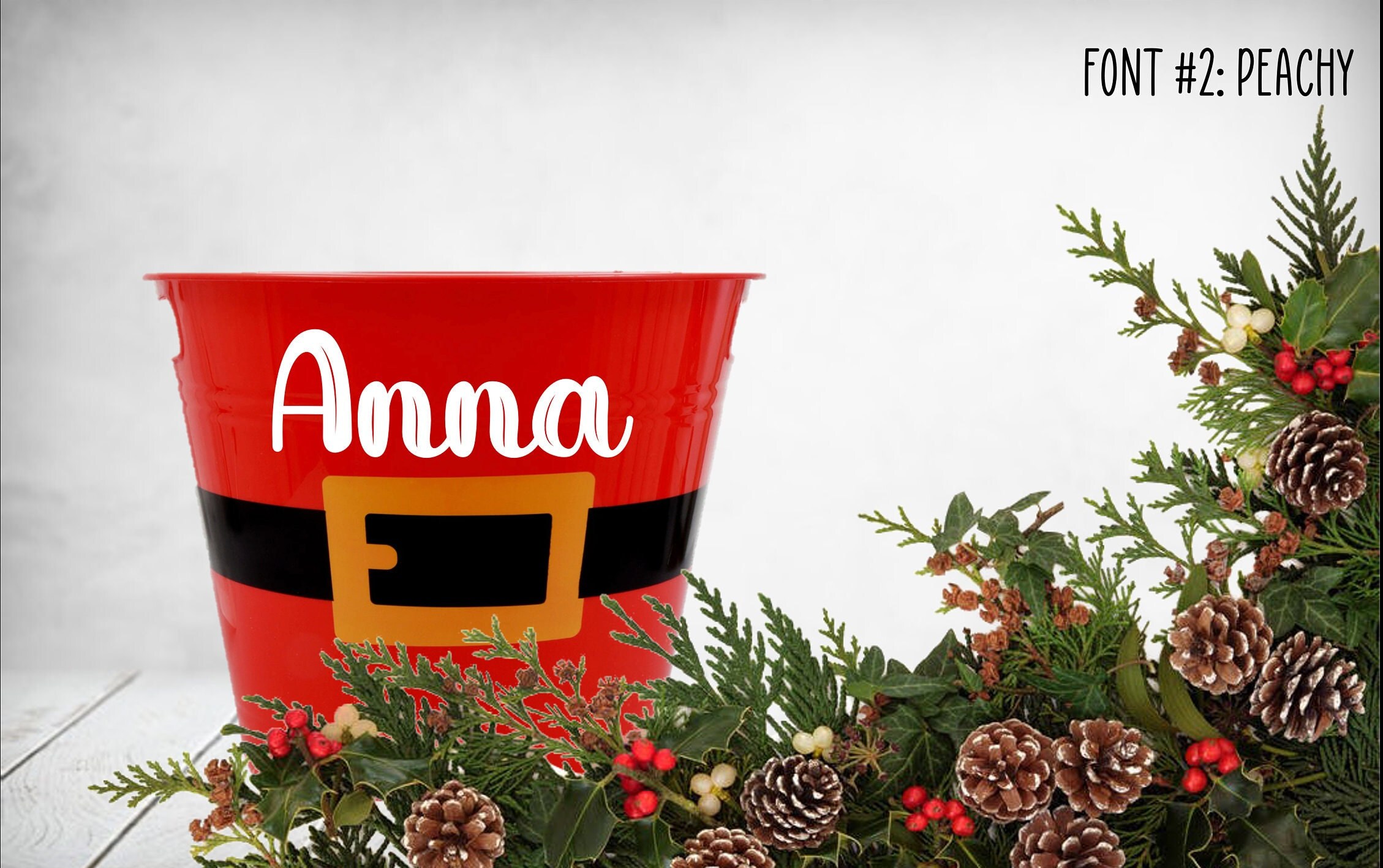 Santa Bucket, Santa Belt Buckle, Personalized Christmas, Christmas Eve ...